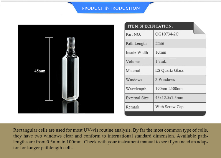 QG10734-2C, Cuvette, with teflon cap, absorption cell - Aireka Cells
