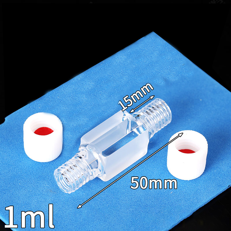 Quartz Flow Through Cuvette, 2 Screw Cap on Both Ends, 10mm Pathlength ...